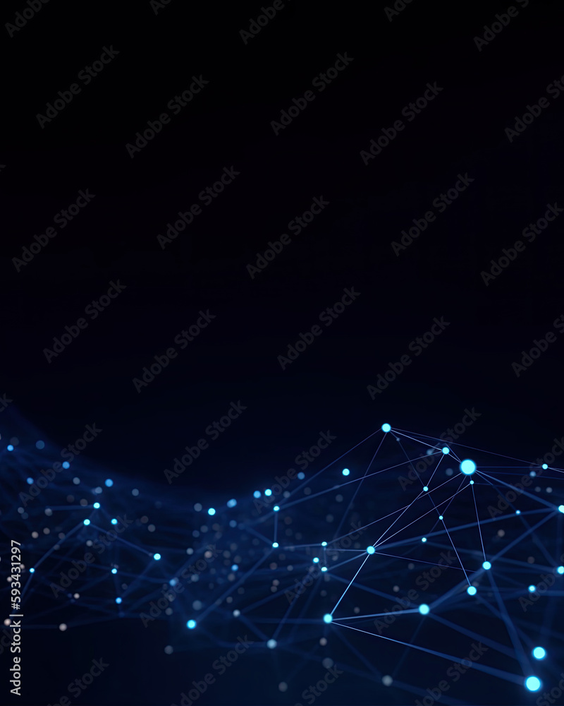 Abstract connected dots and lines. Concept of AI technology ...