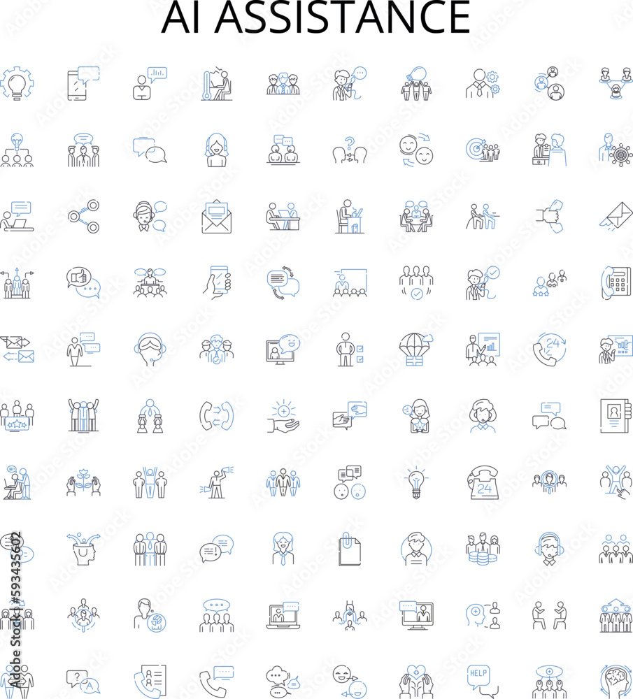 AI assistance outline icons collection. Artificial, Intelligence ...