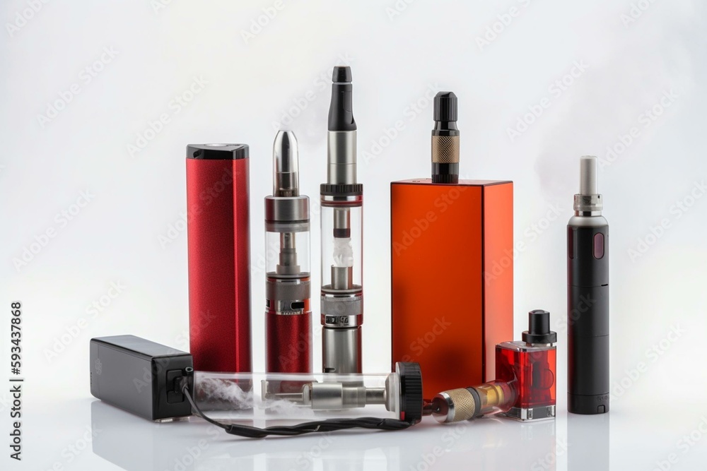 Smoking devices on white background. Electronic Cigarette isolated on ...