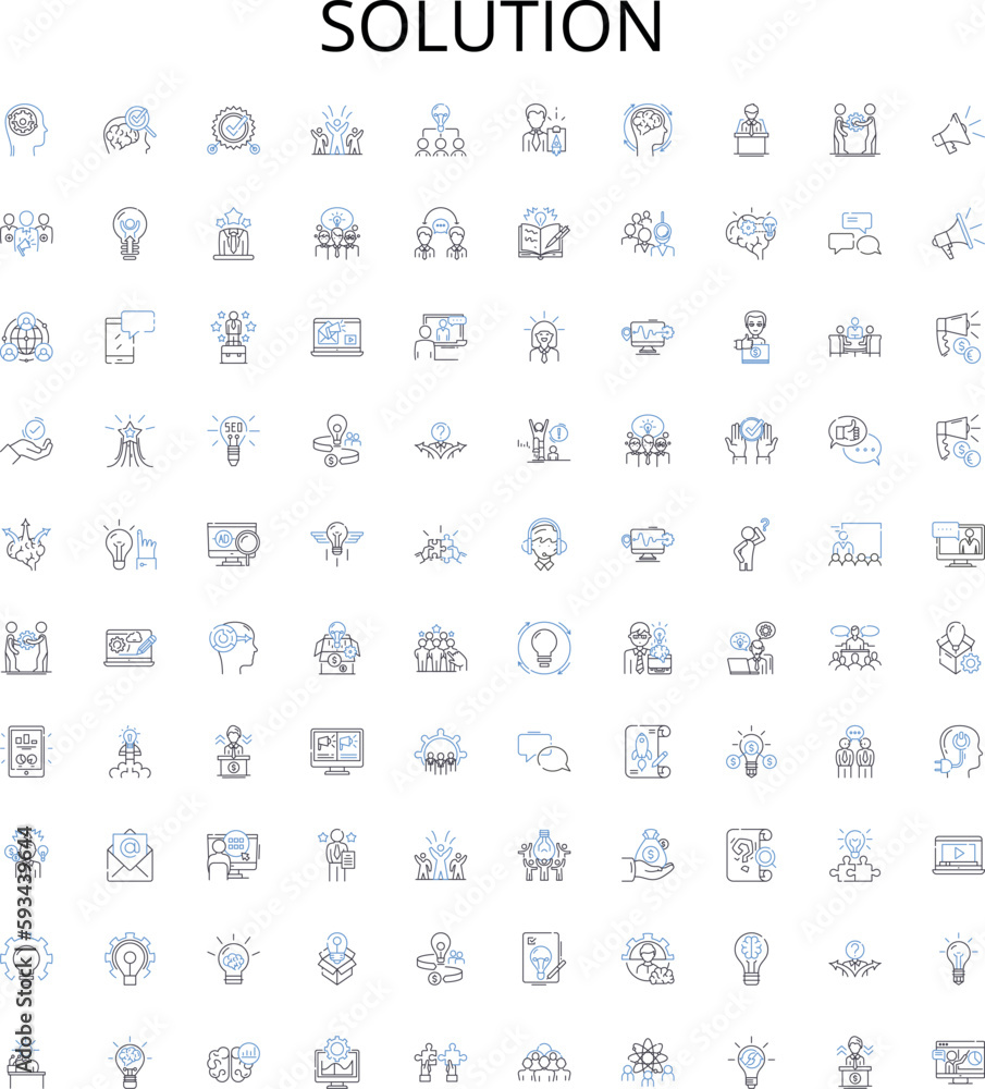 Solution outline icons collection. AnswerResolution, Answer, Remedy ...