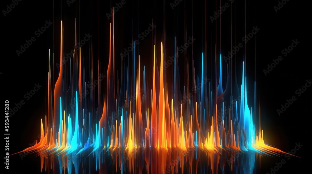 Neon waterfall with vertical lines and particles falling from top ...