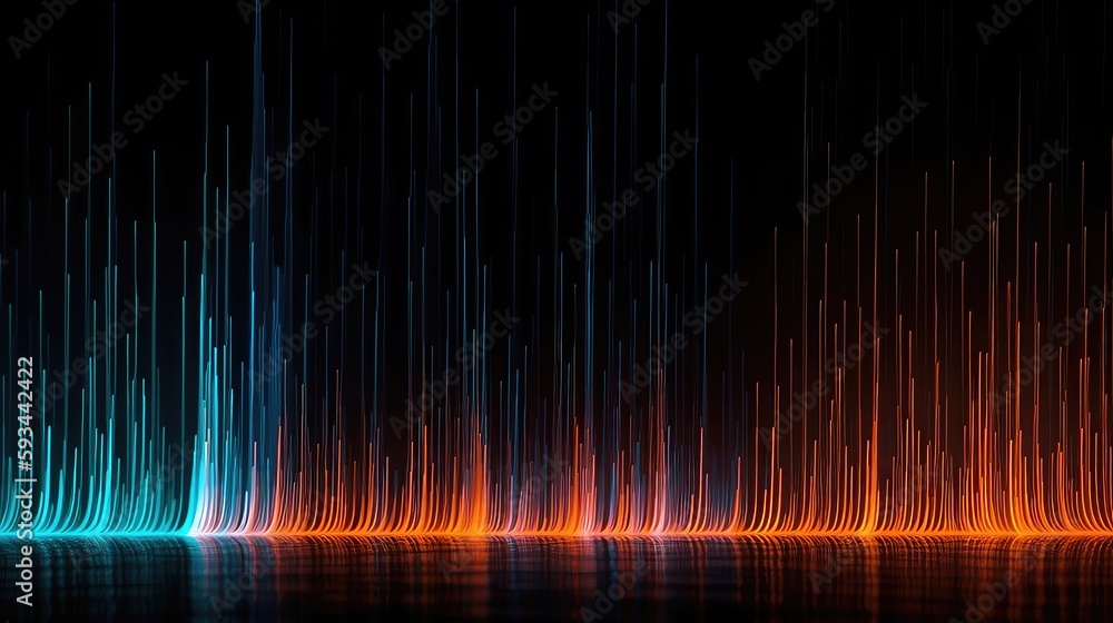 Neon waterfall with vertical lines and particles falling from top ...