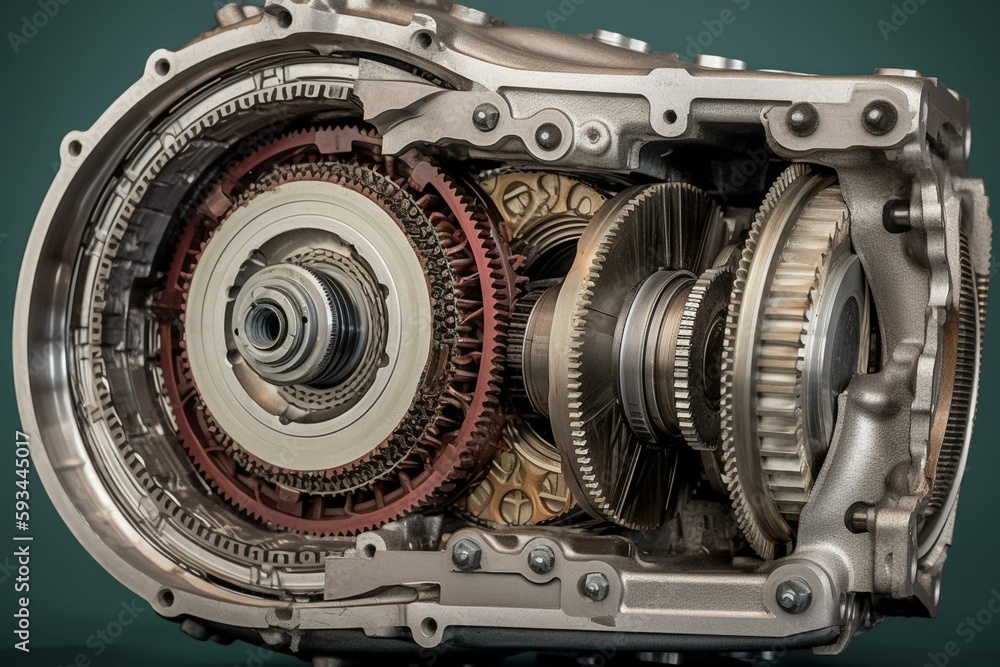 Cross section of a clutch and gearbox in transmission part isolated on ...