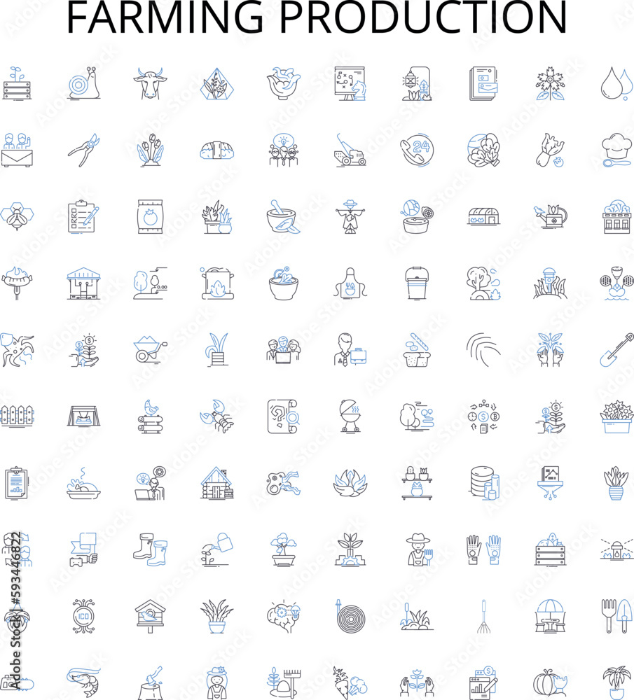 Farming production outline icons collection. Agriculture, Cultivation ...