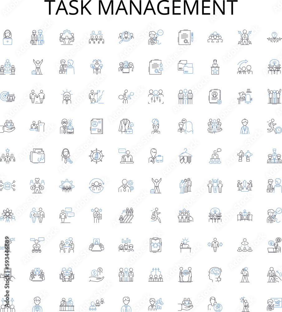 Task management outline icons collection. Organizing, Planning ...