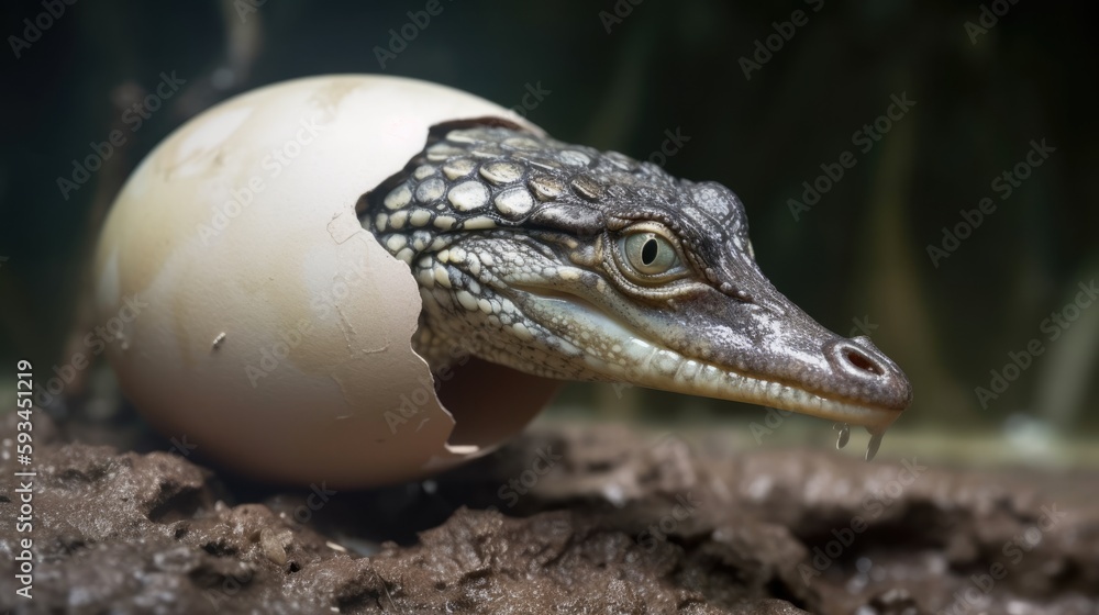 Birth of a Reptilian Wonder: Baby Crocodile Hatching from a Cracking ...