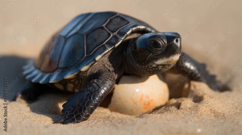 Tiny Ocean Voyager's First Steps: Baby Turtle Hatching from a Cracking ...