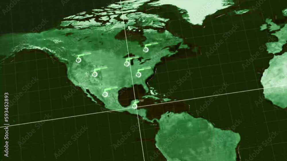 Digital World Map Scan Animation. Future Business Technology Concept ...