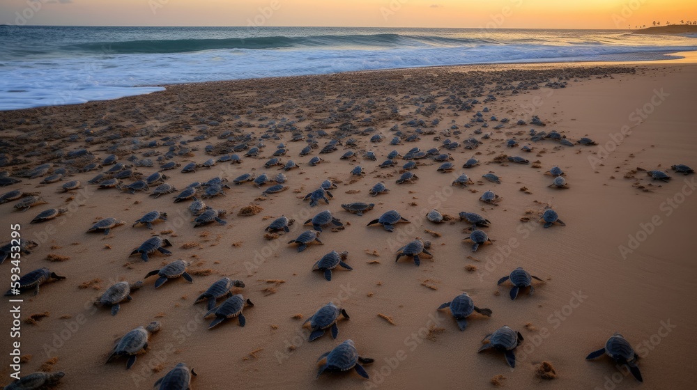 Journey to the Ocean: Hundreds of Baby Turtles Racing Towards the Sea ...