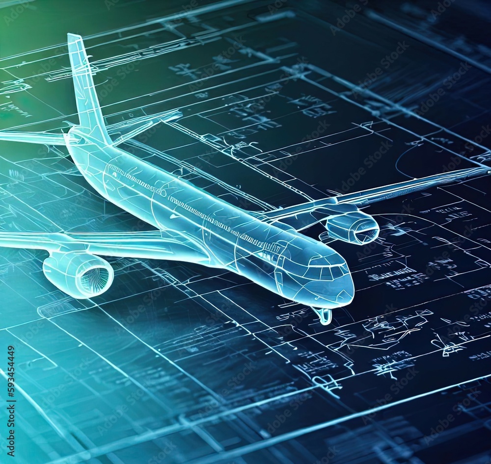 Photo & Art Print Blueprint aircraft diagram illustration technical ...