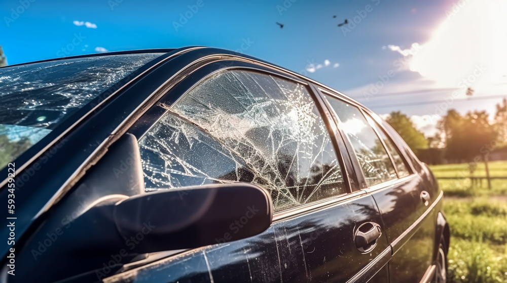 Broken car window. Generative AI. High quality illustration Stock ...