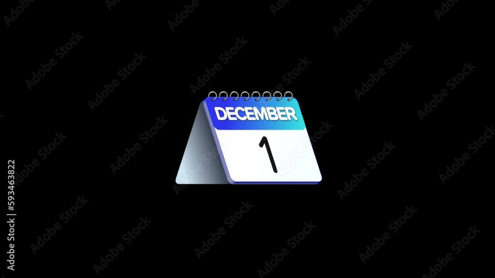 Paper Calendar Flips Page from November 30 st to December 1st Animation ...