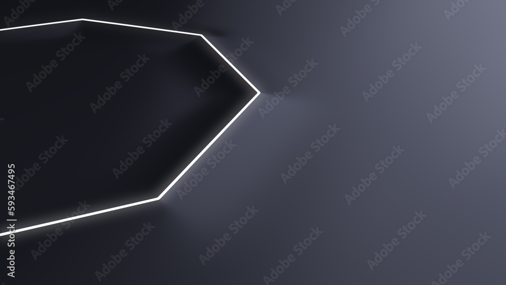 Black Surface with Embossed Shape and White Illuminated Edge. Tech ...
