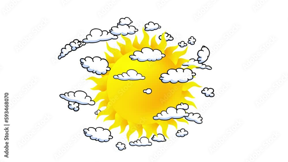 Sun star and clouds cartoon animation isolated. Sun day sunday. Fully ...