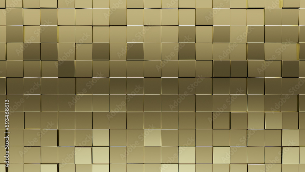 Polished, Gold Wall background with tiles. 3D, tile Wallpaper with ...