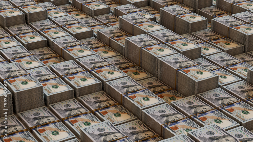 Savings concept Wallpaper with Banknotes Bundles of One Hundred Dollar ...