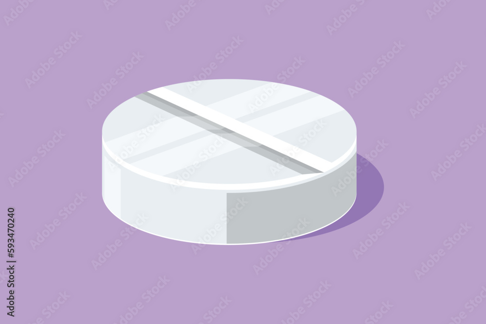 Cartoon flat style drawing of pills and capsules icon. painkillers ...