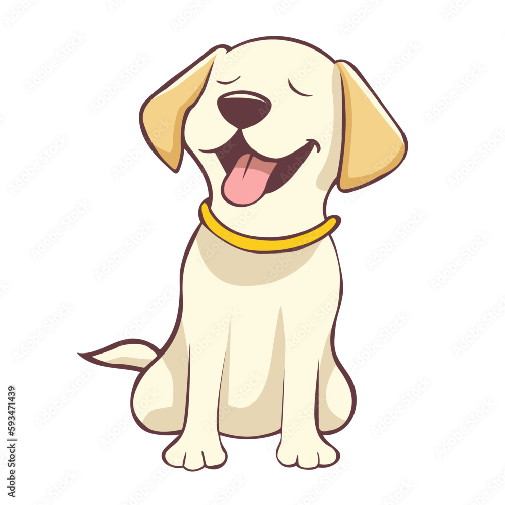 cartoon cute labrador retriever dog sit vector isolated background ...