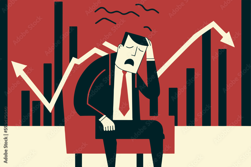 An illustration of the stock market collapse. A negative view of the ...