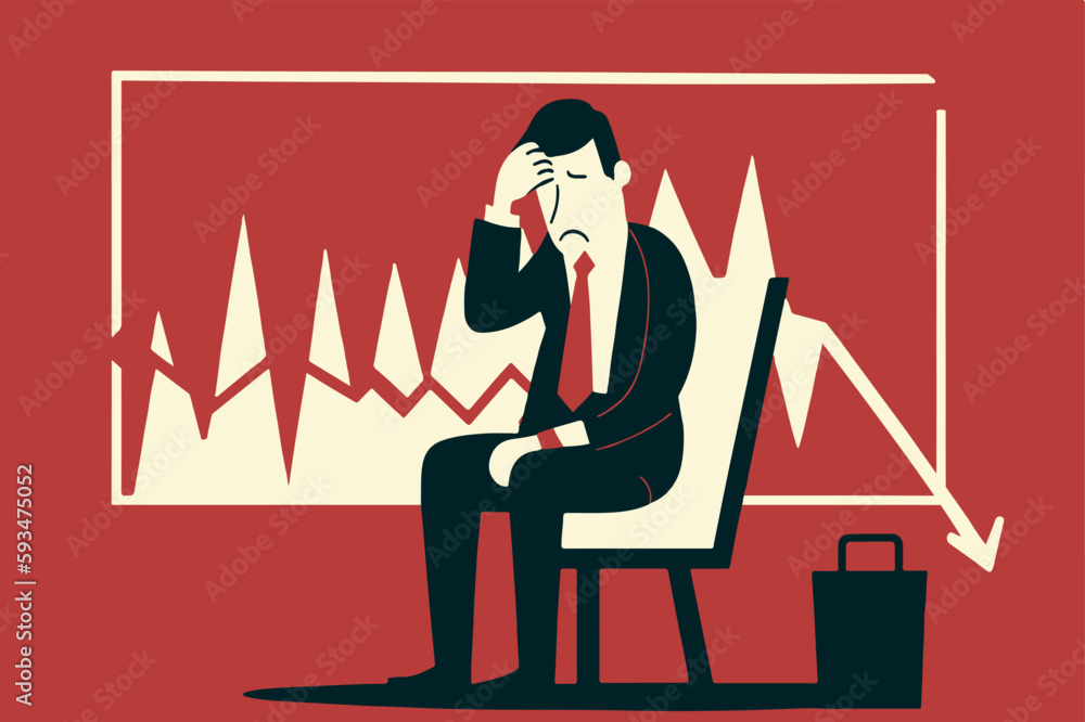 An illustration of the stock market collapse. A negative view of the ...