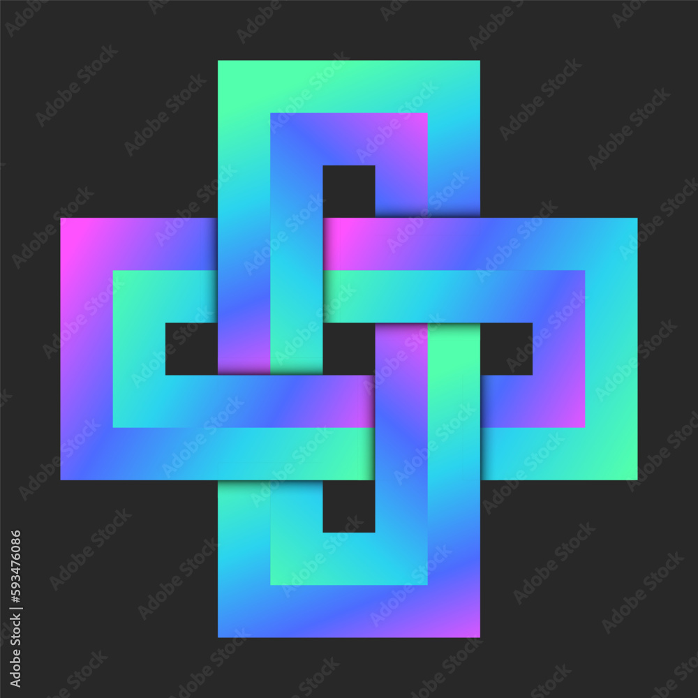 Cross shape logo or plus sign with rectangular corners from vibrant ...