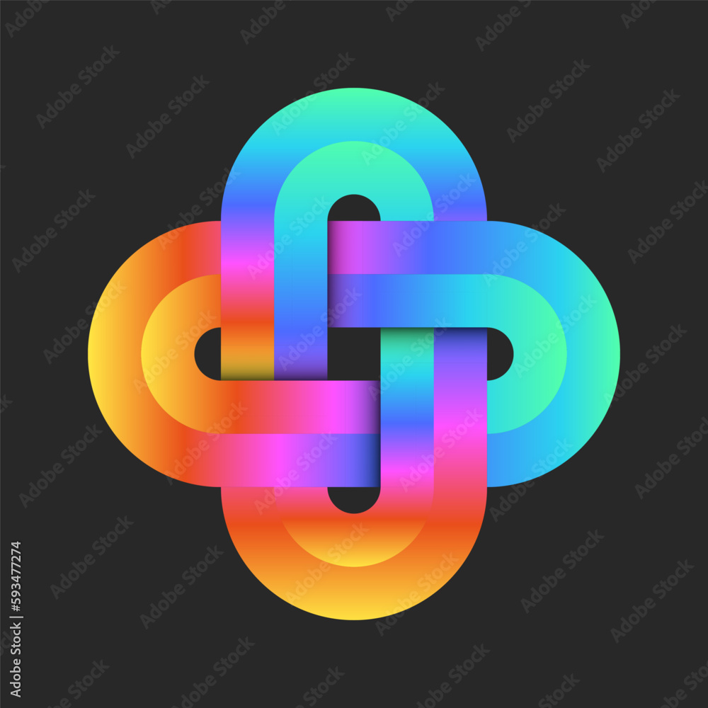 Cross rounded shape logo or plus sign made of vibrant gradient ...