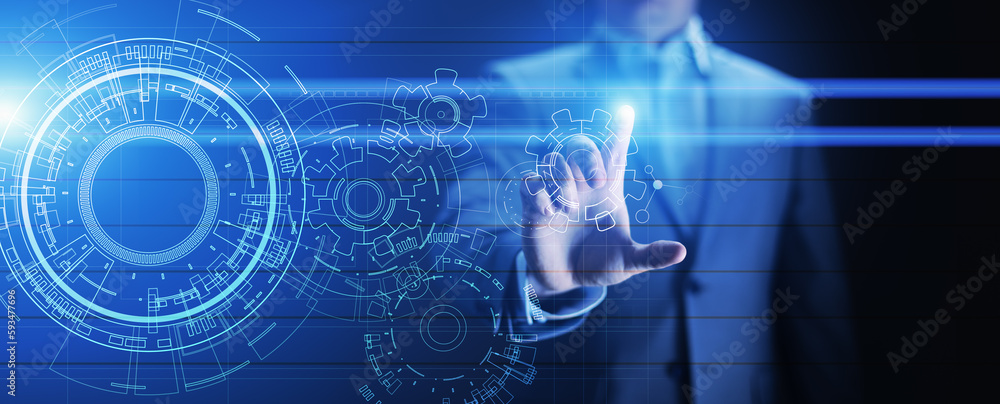 Copyspace, Blueprint, Drawing, Design, CAD on virtual screen ...