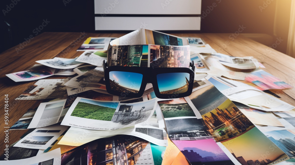 collage made of magazines and colorful paper mood. virtual reality for ...