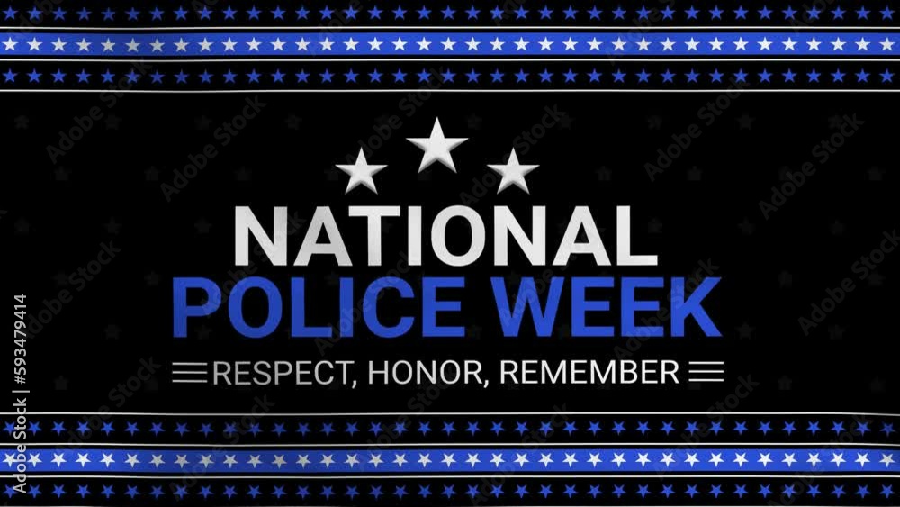 National Police Week 4k animation with a blue and black stars and ...