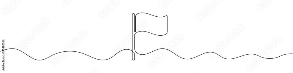 Flag icon in continuous line drawing style. Line art of flag icon ...