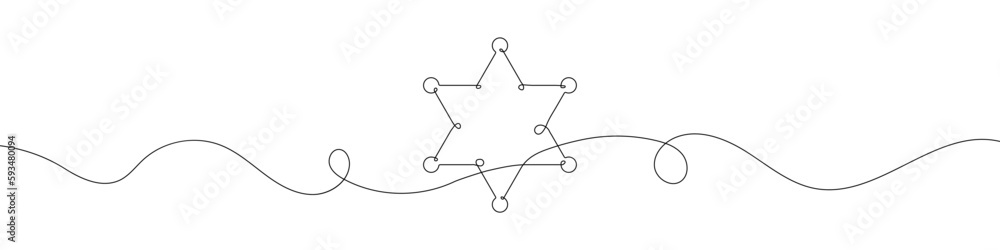Sheriff star of in continuous line drawing style. Line art of sheriff ...