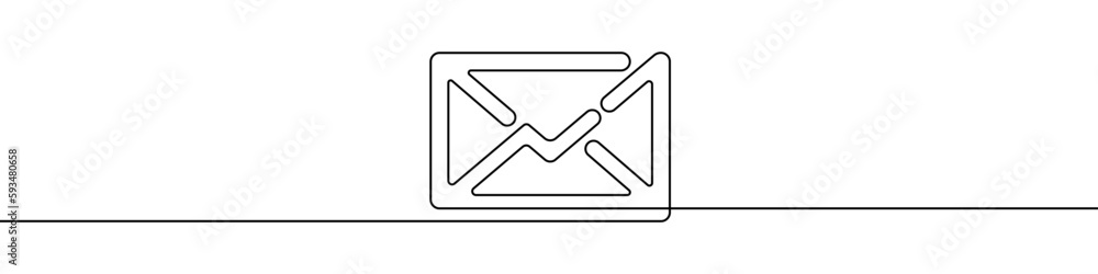 Message icon in continuous line drawing style. Line art of envelope ...
