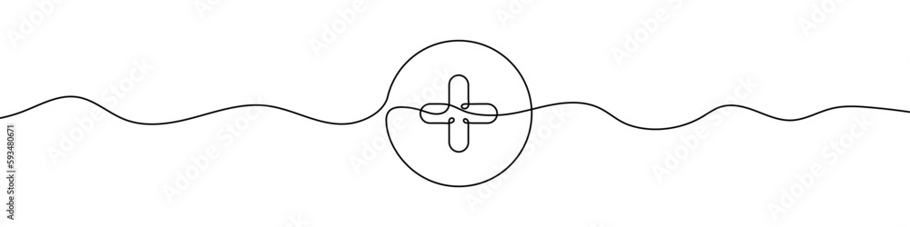 Plus sign in continuous line drawing style. Line art of a plus sign ...