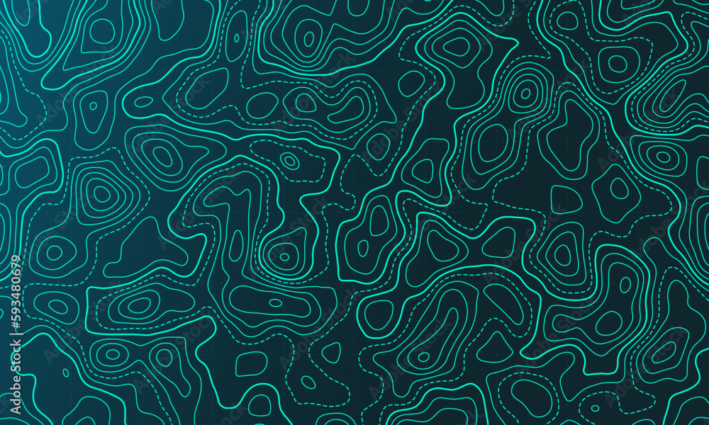 Ocean topographic line map with curvy wave isolines vector illustration ...