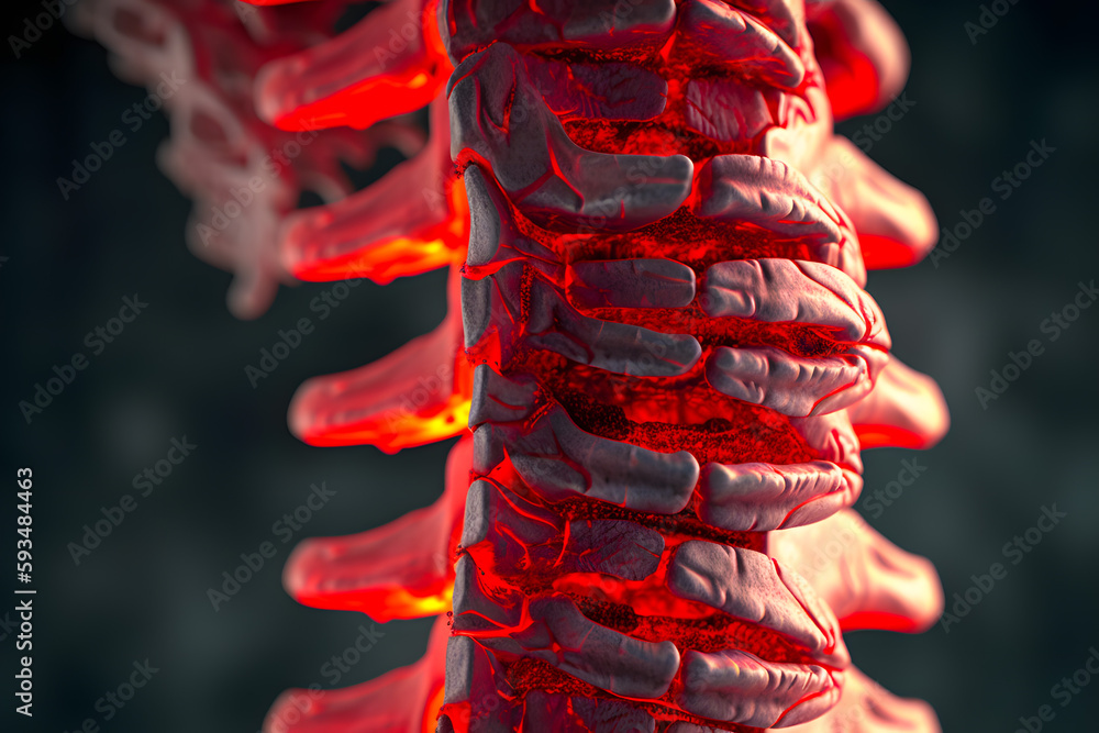Abstract reconstruction computer tomography or CT image showing pedicle ...