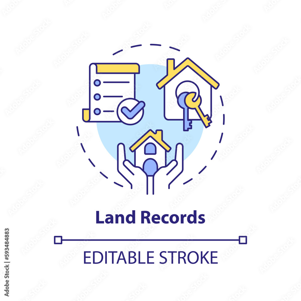 Land records concept icon. Real estate owner. Family research record ...