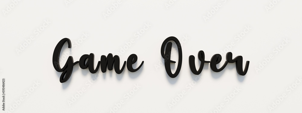 Game over. Handwritten black letters against white background with the ...