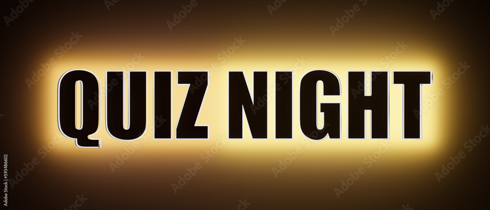 Quiz Night. Colored glowing banner with the text quiz night. Leisure ...