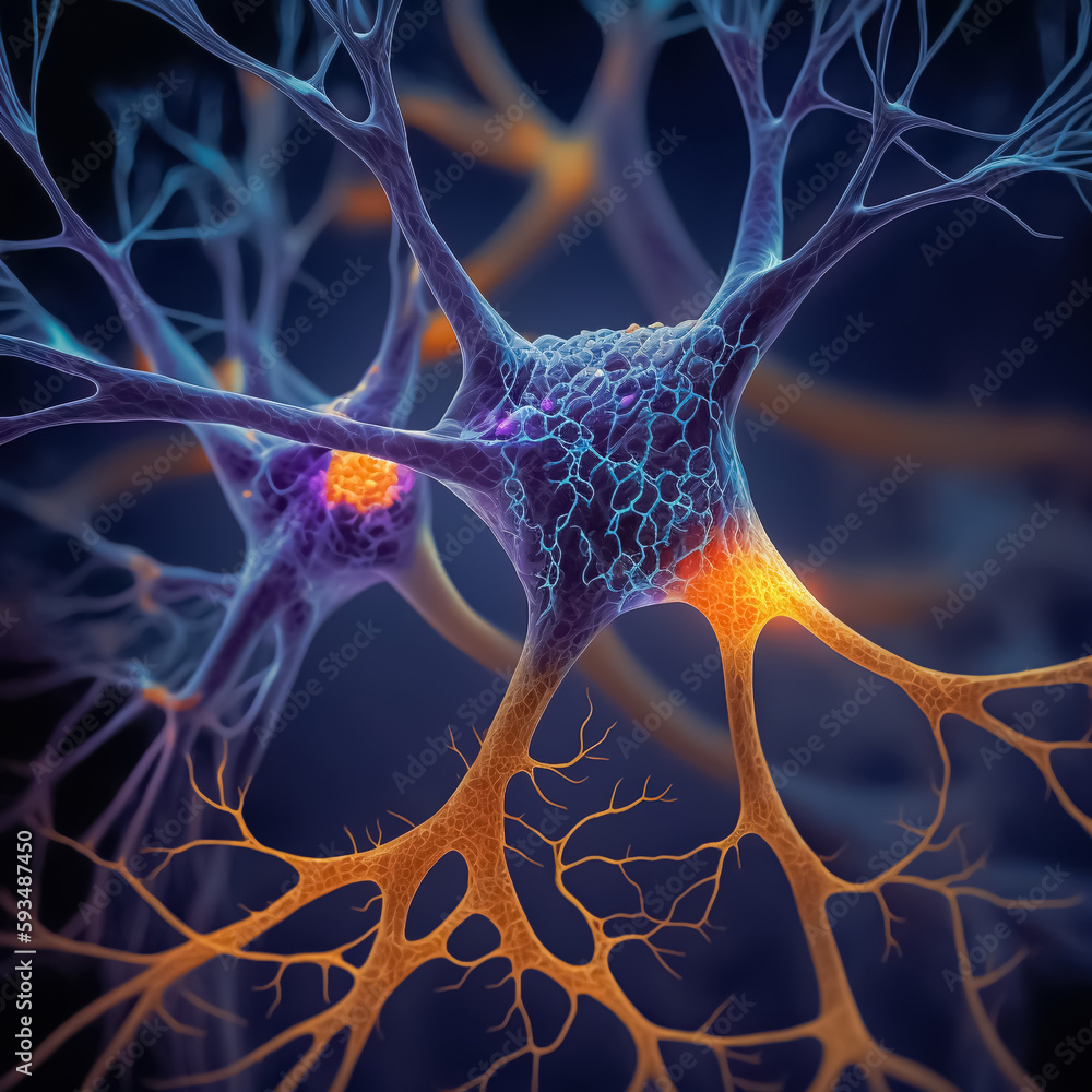 Neuron network brain cells. Human nervous system and brain activity ...
