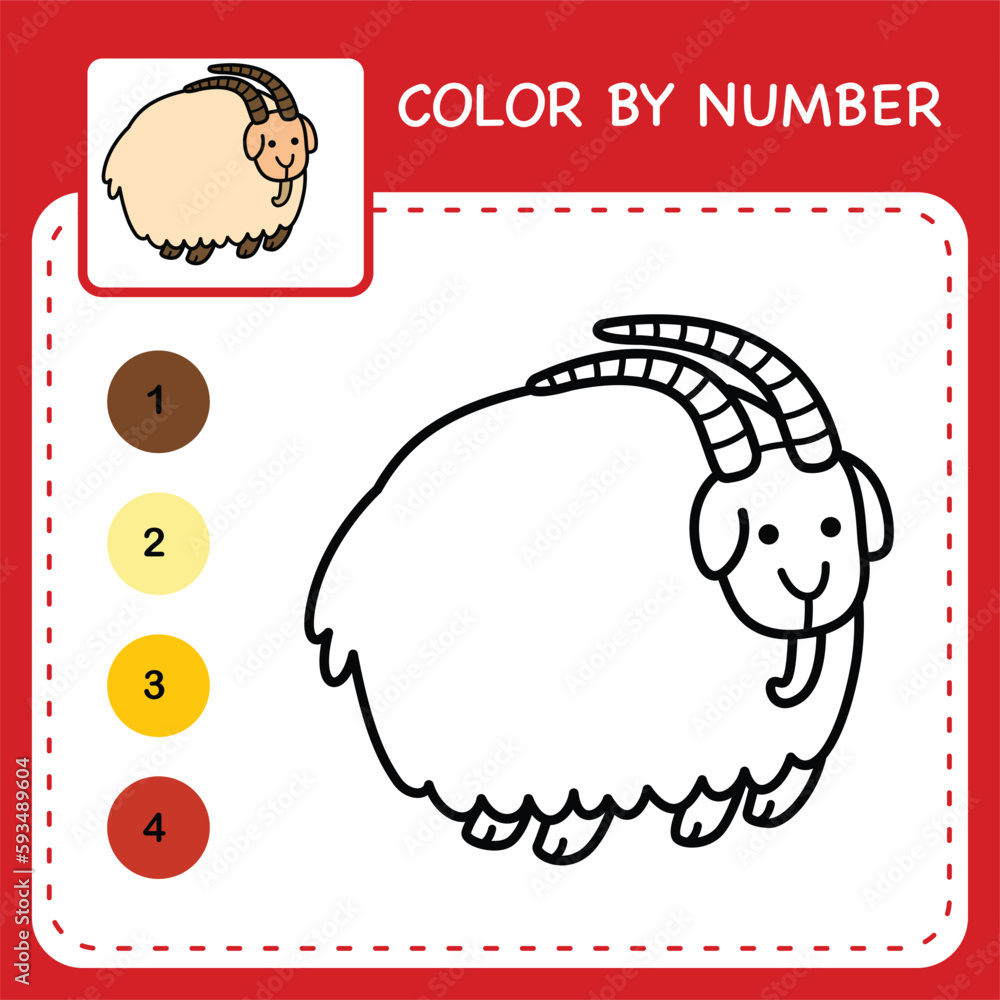 Color by number worksheet for kids learning numbers by coloring Stock ...