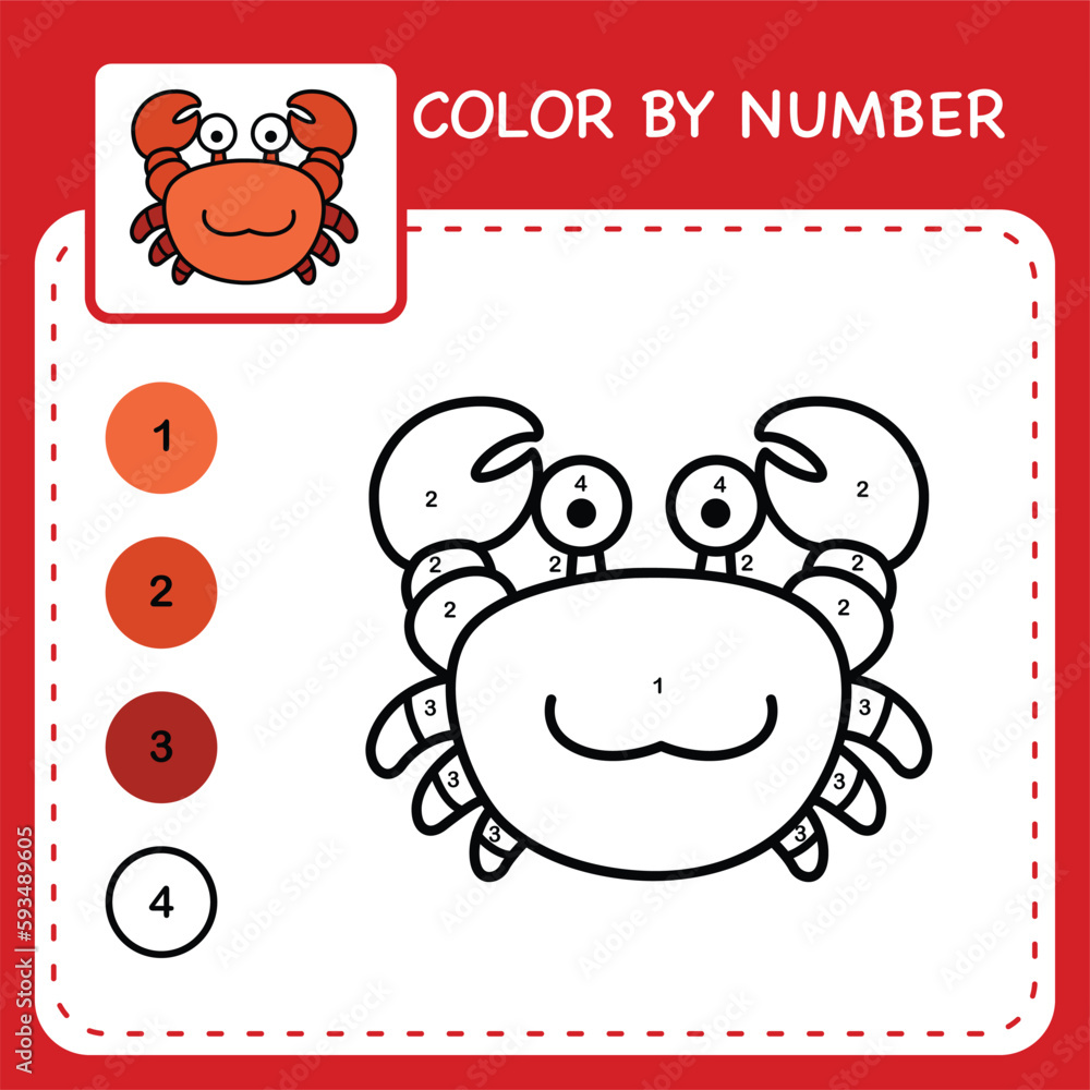 Color by number worksheet for kids learning numbers by coloring Stock ...