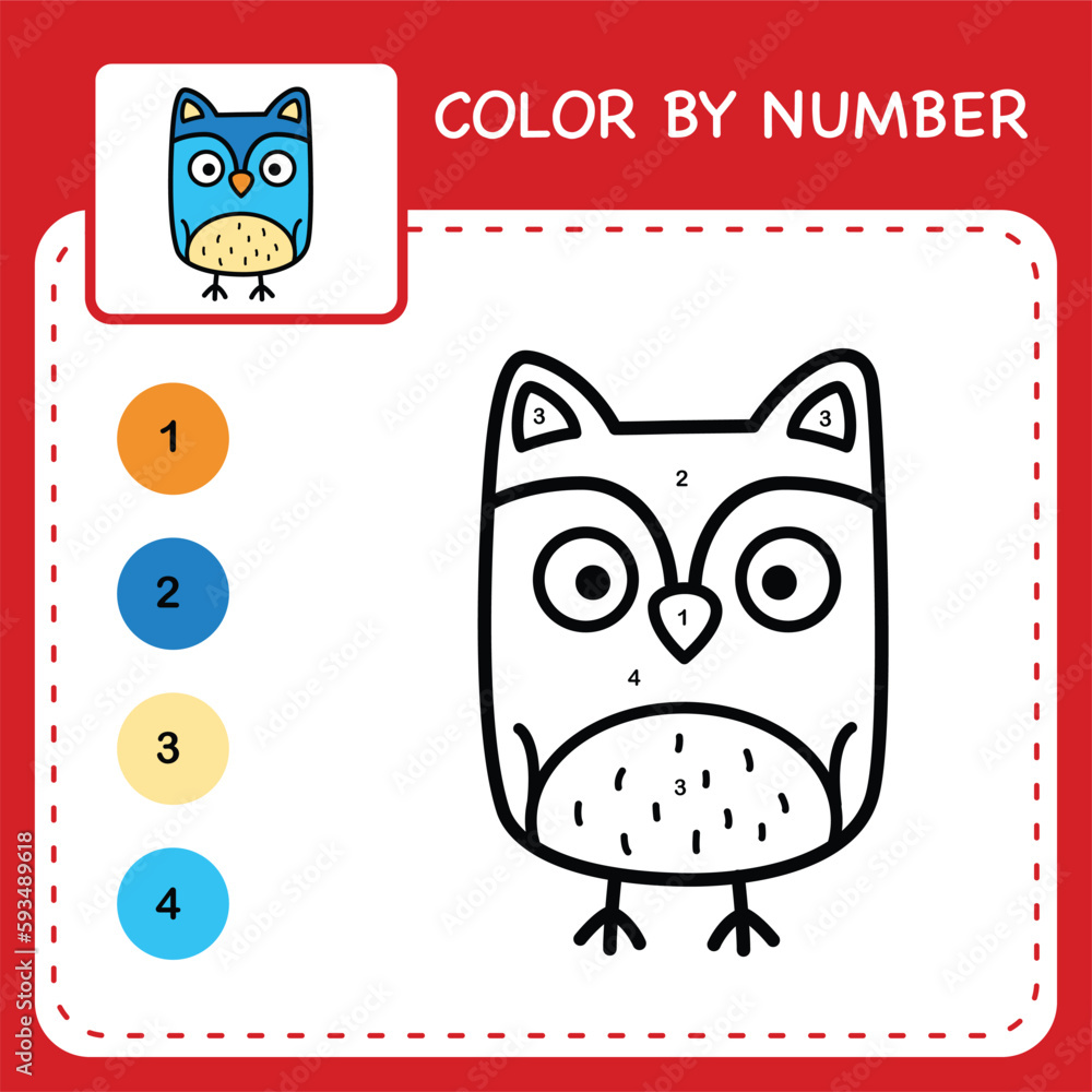 Color by number worksheet for kids learning numbers by coloring Stock ...