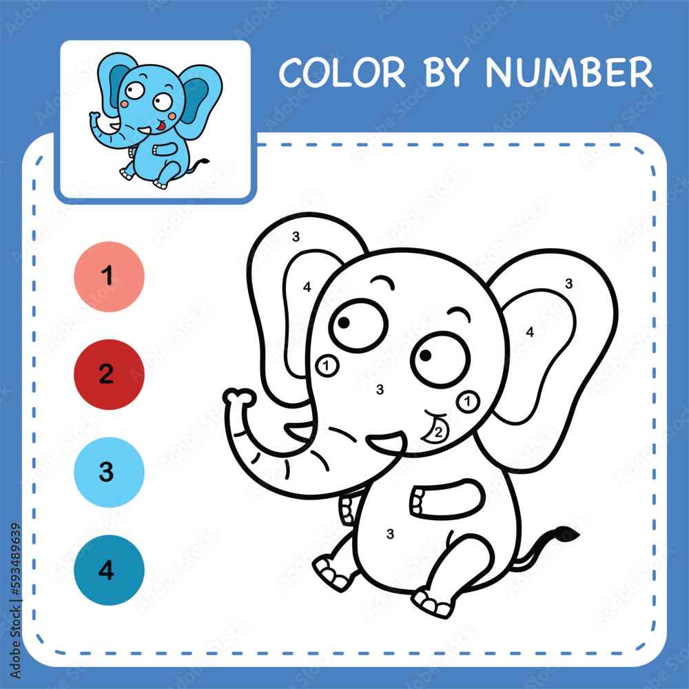Color by number worksheet for kids learning numbers by coloring Stock ...
