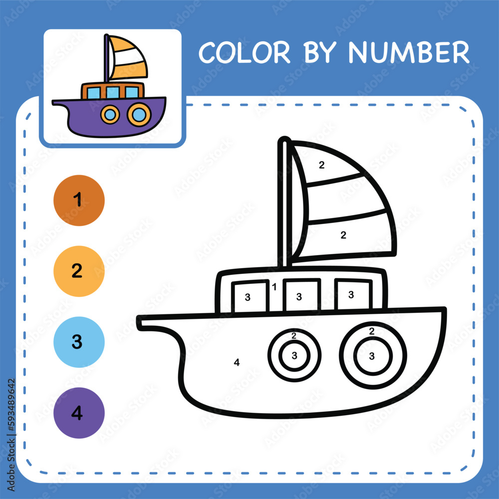 Color by number worksheet for kids learning numbers by coloring Stock ...