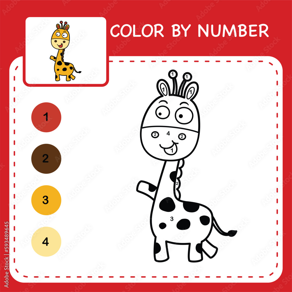 Color by number worksheet for kids learning numbers by coloring Stock ...
