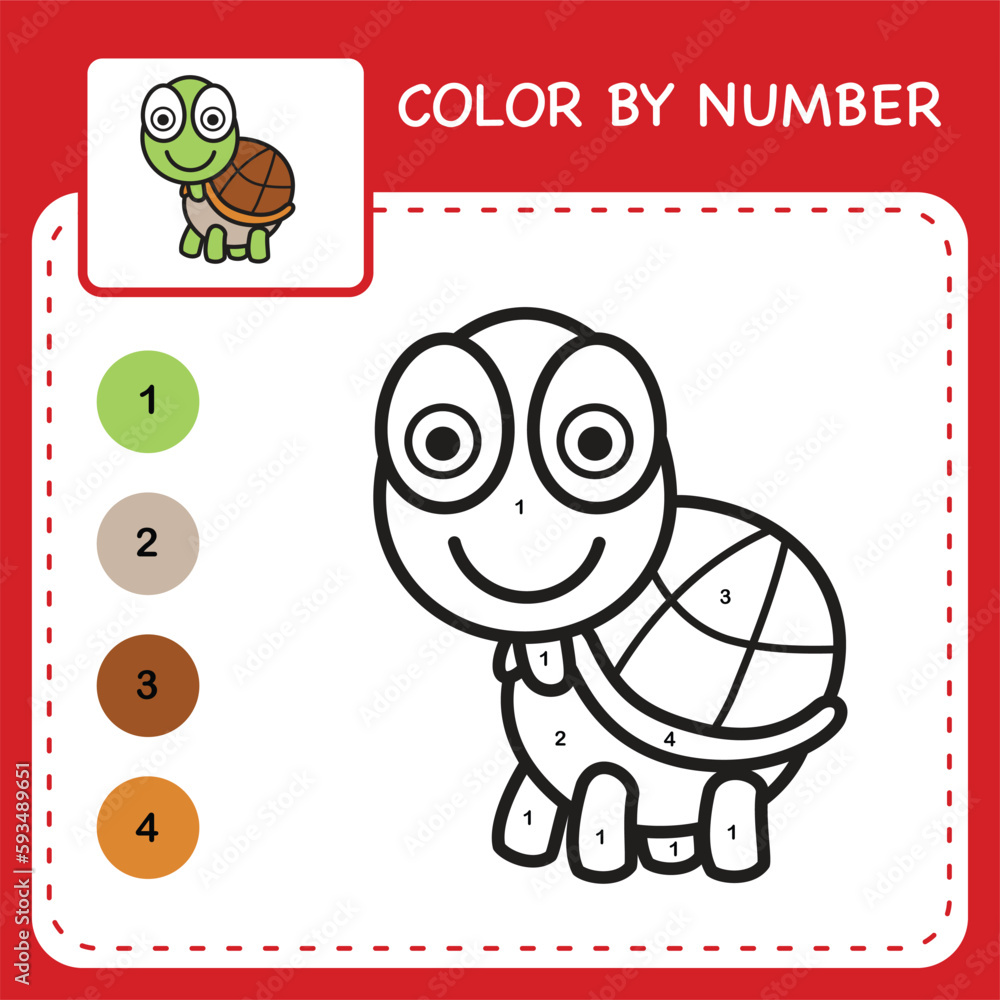 Color by number worksheet for kids learning numbers by coloring Stock ...