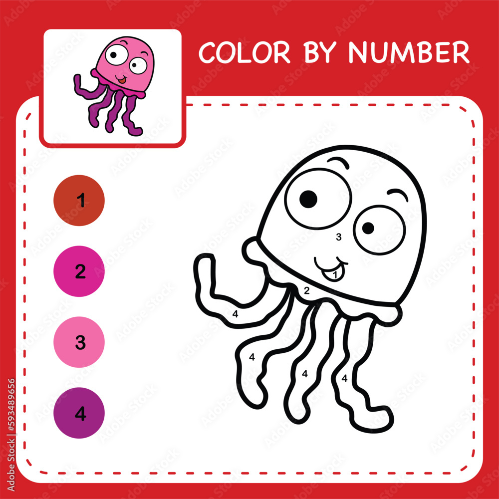 Color by number worksheet for kids learning numbers by coloring Stock ...