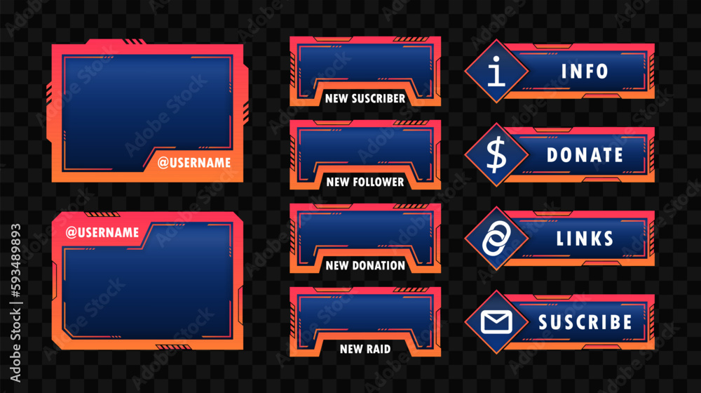 Game stream frames. Streamer gamer interface template , video stream ...