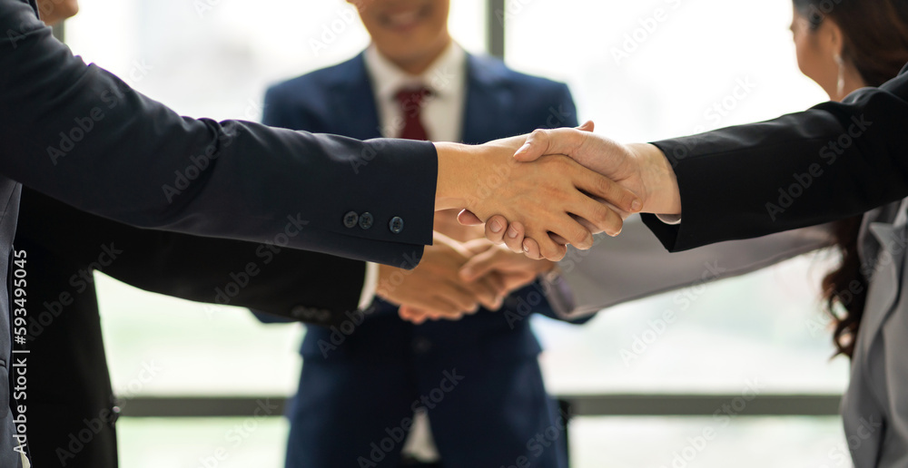 Image two business partner meeting successful handshake together with ...