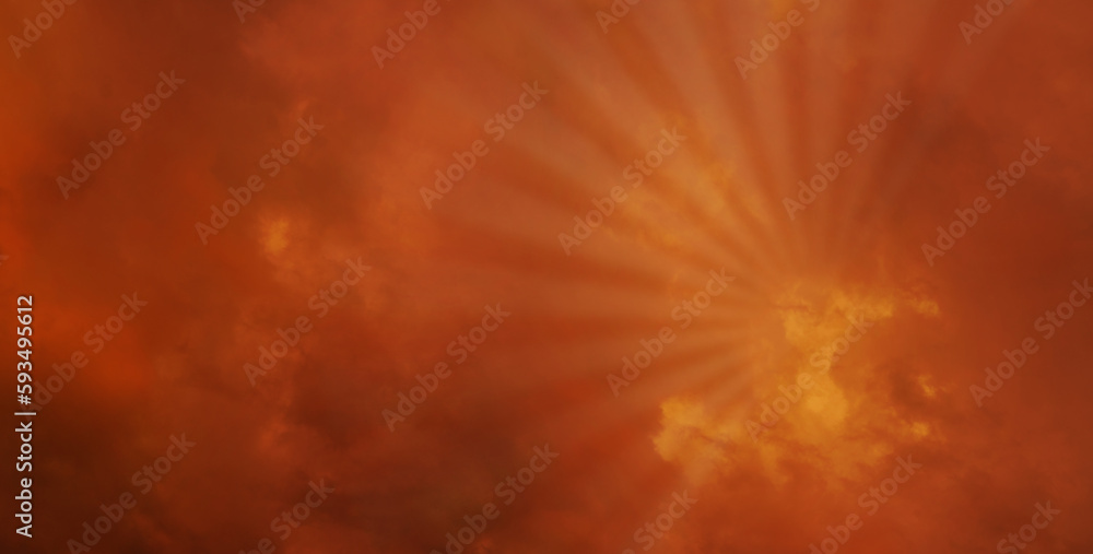 picturesque, blurred background, dramatic orange sky with dark clouds ...